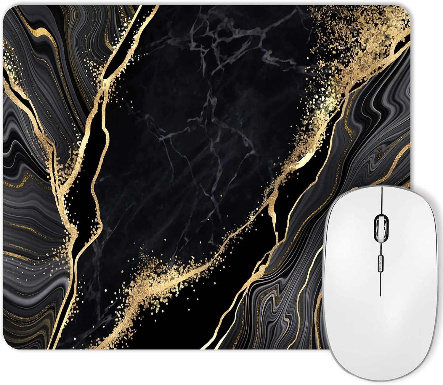 Black and Gold Mouse Pad, Modern Mousepad Marble, Square Waterproof ...
