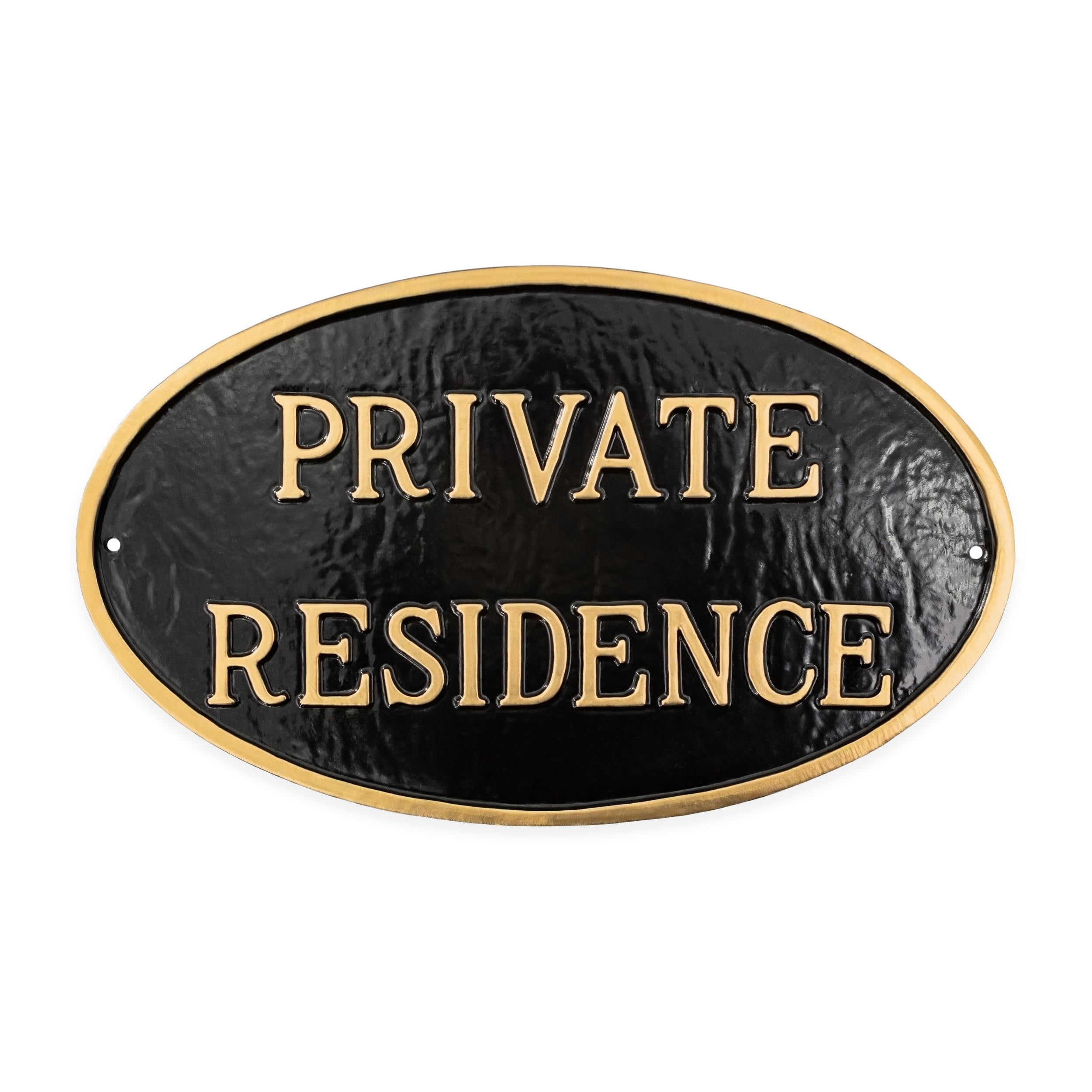 Black and Gold Oval House Sign, Cast Aluminum Plaque with Raised ...