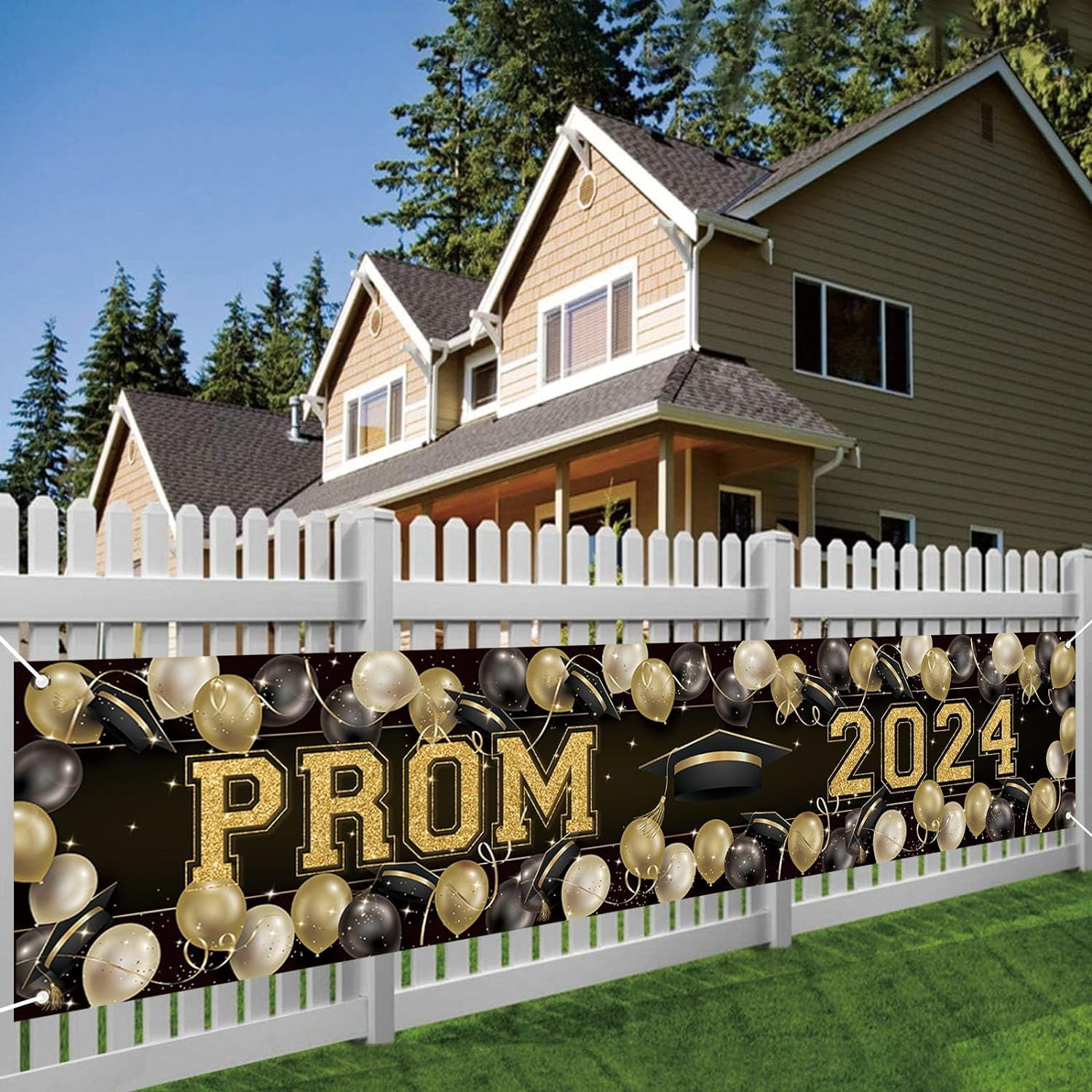 Black and Gold Prom 2024 Banner for Fence Yard Lawn Prom Decor Prom ...