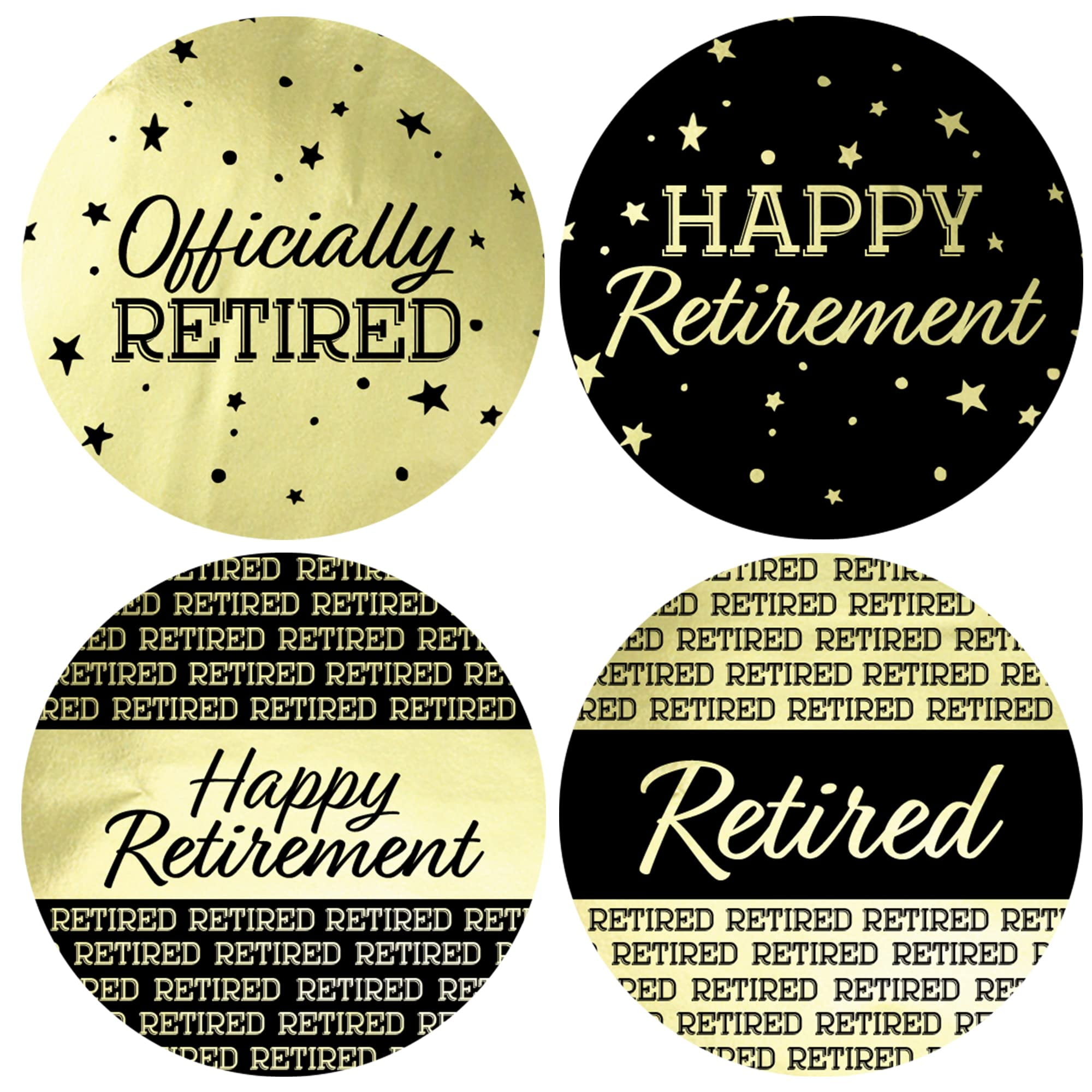 Black and Gold Retirement Party Favor Labels - 1.75 in Shiny Foil - 40 ...