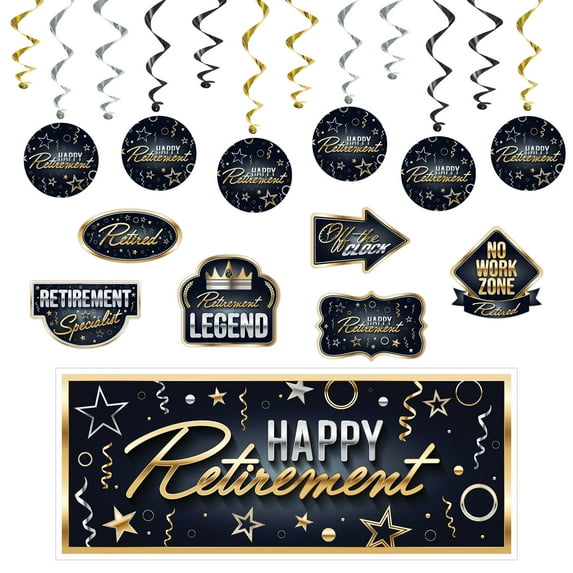 Black and Gold Retirement Party Kit, 19 Pieces - Walmart.com