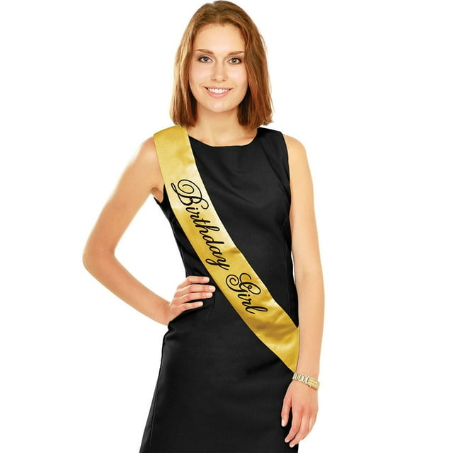 Black and Gold Satin Birthday Girl Sash - Walmart.com