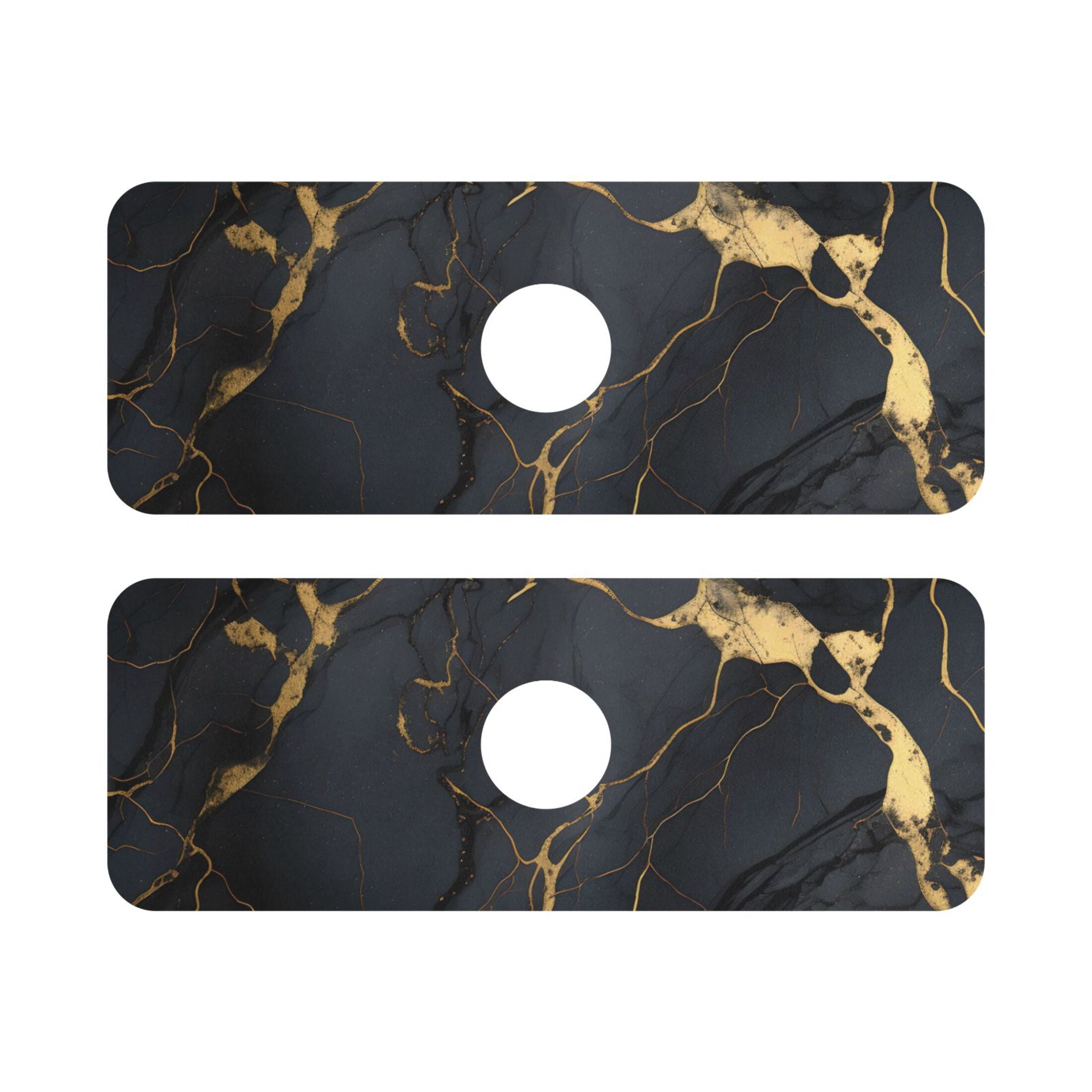 Black and Golden Marble 2 PCs Sink Splash Guard Set Kitchen Faucet ...