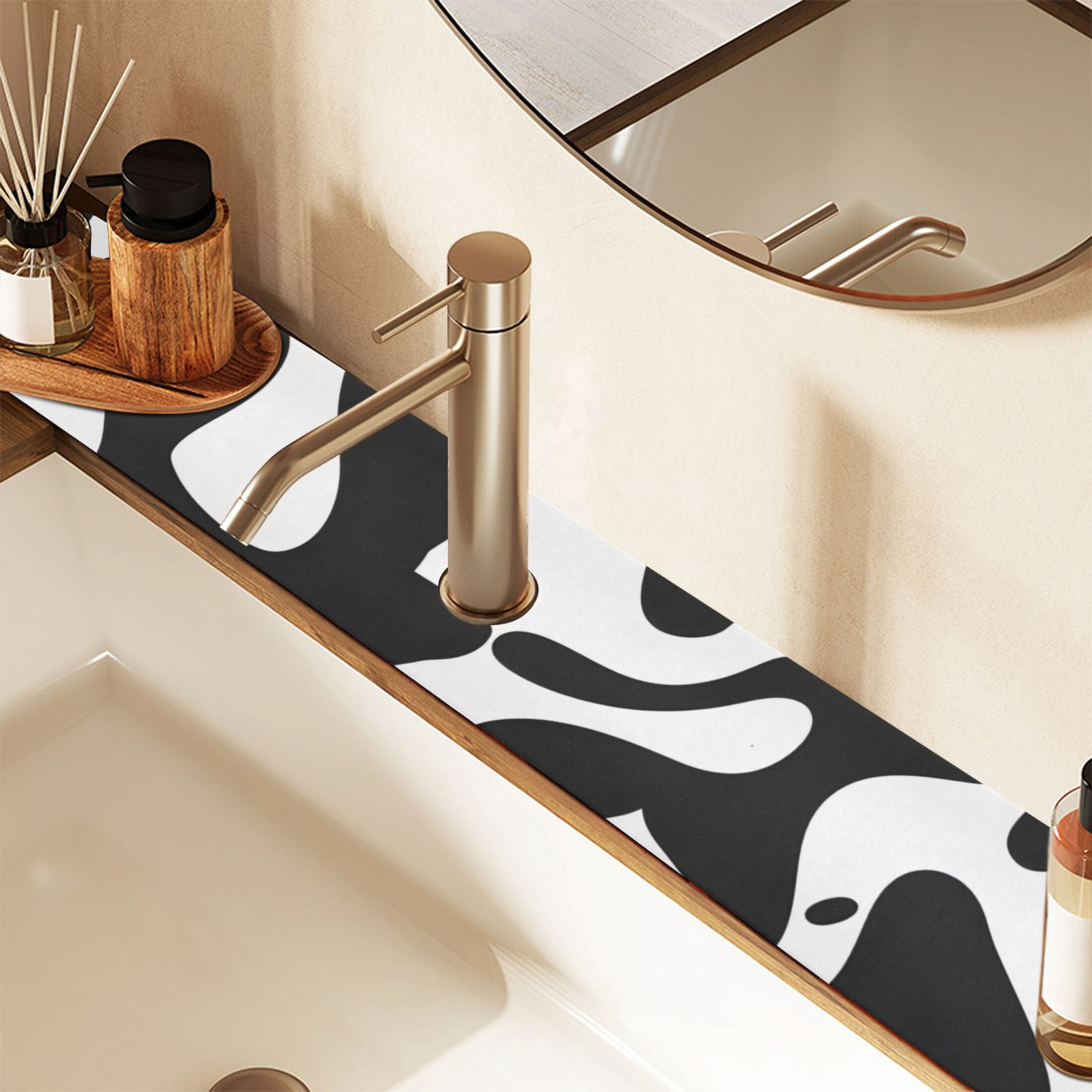 Black and Graffiti Sink Splash Guard Faucet Drying Mat 30"x5.4 ...