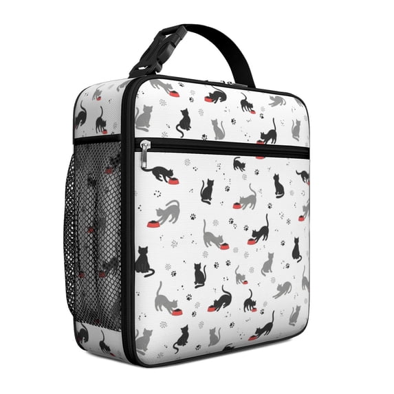 Black and Gray Cat and Dog Paw Print Insulated Lunch Bag Teens,Lunch ...