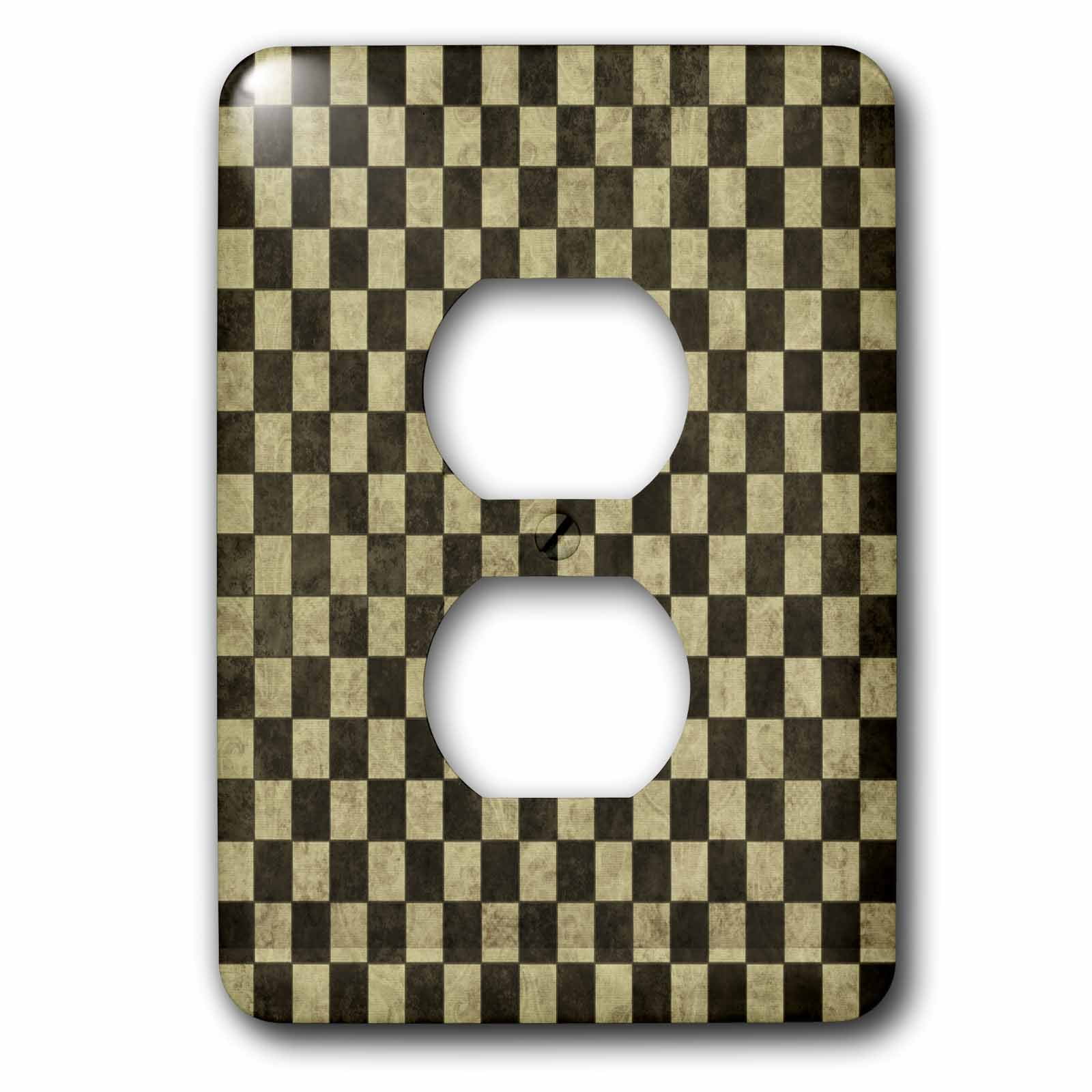 Black and Gray Checkerboard Pattern 2 plug outlet cover lsp-210945-6 ...