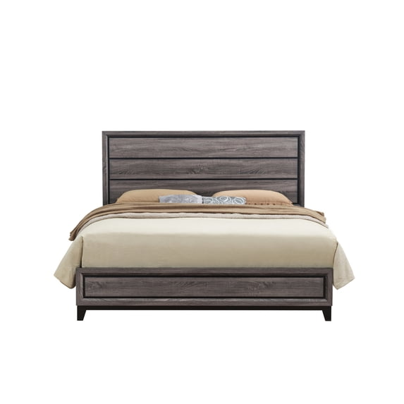 Black and Gray Queen Bed with Panel Style Headboard / Adds Charm to ...