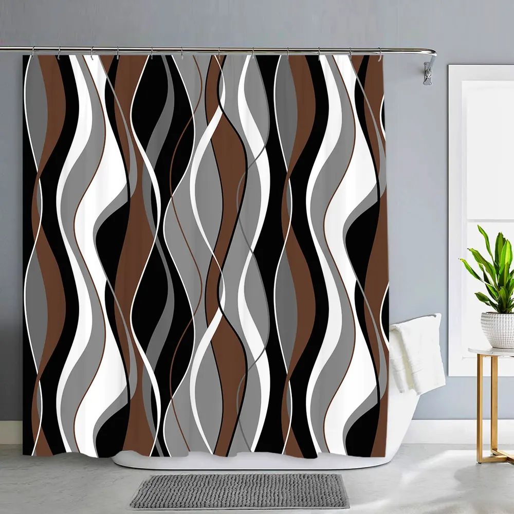 Black and Grey Shower Curtain Gray White Abstract Modern Bathroom r ...