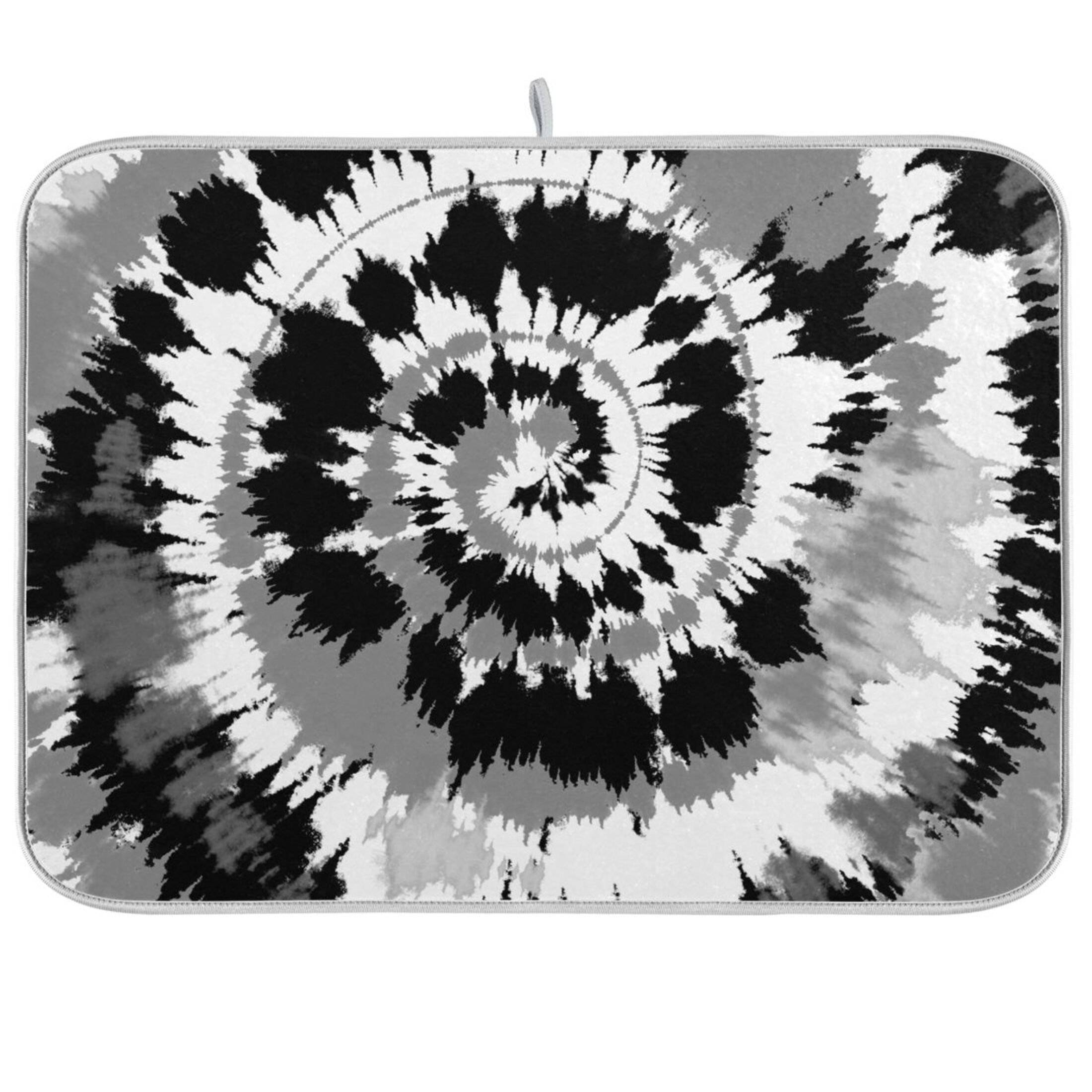 Black and Grey Tie Dye Dish Drying Mat Microfiber Kitchen Mats Large ...