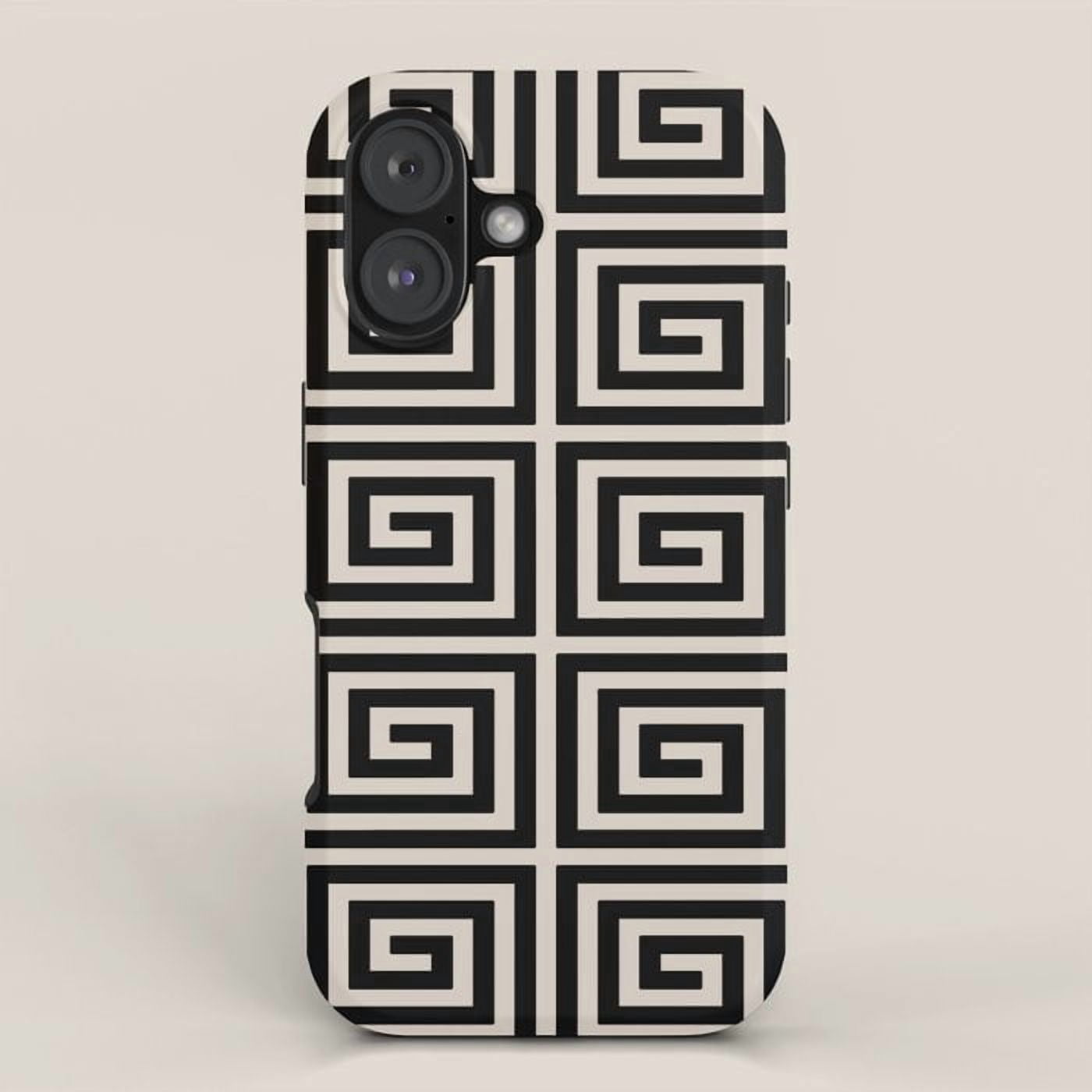 Black and Ivory Greek Key Geometric Tough Case for Apple iPhone ...