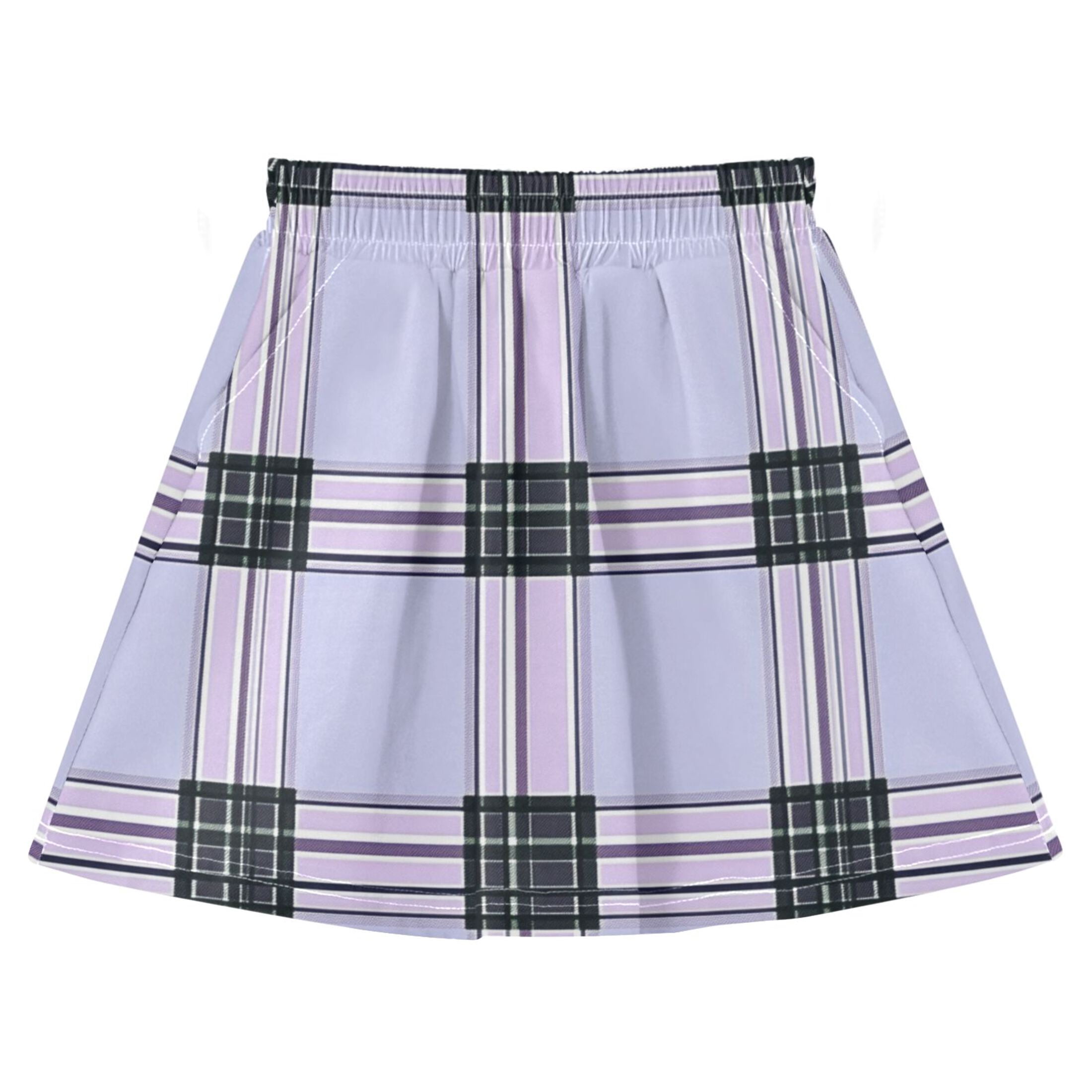 Black and Light Purple Plaids Girls' Skirts A-Line Skirts with Under ...