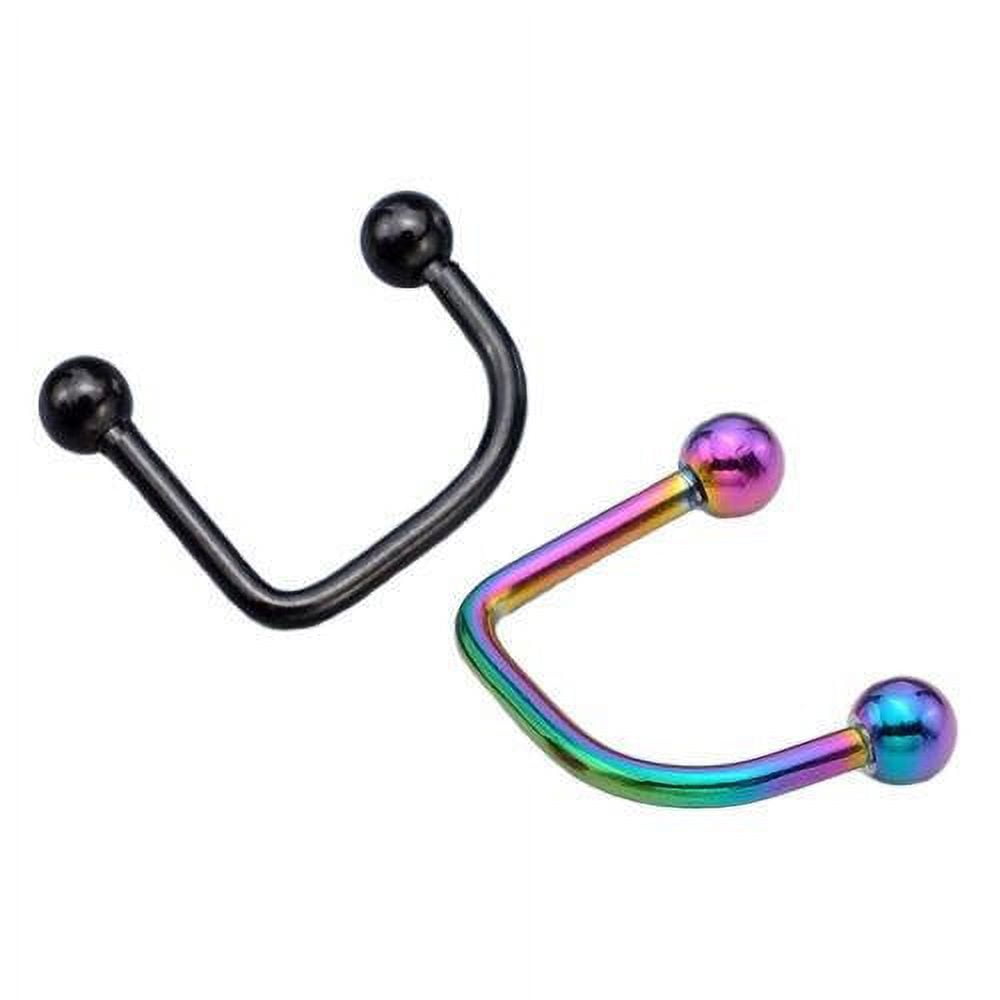 Black and Multi-Color Lippy Loop 16g 3/8 Lippy Loop Labret 2pk ...