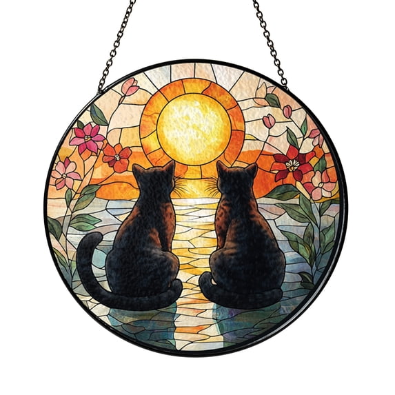 Black and Orange Cat Pair Glass Style Window Decor - Walmart.com