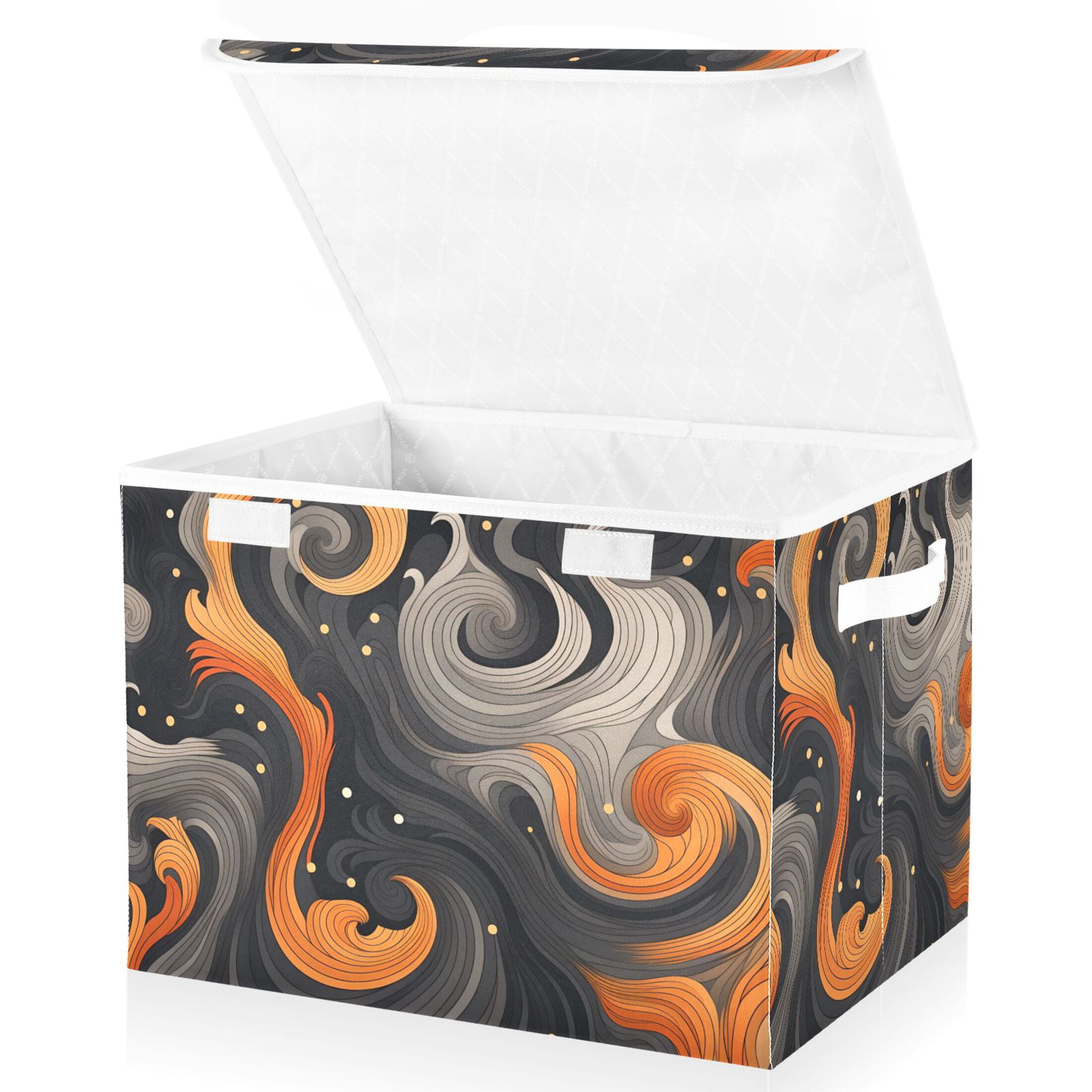 Black and Orange Large Lidded Bin Foldable Storage Baskets Boxes Cubes ...