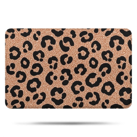 Black and Orange Leopard Print Pattern Non Slip Microfiber Bathroom ...