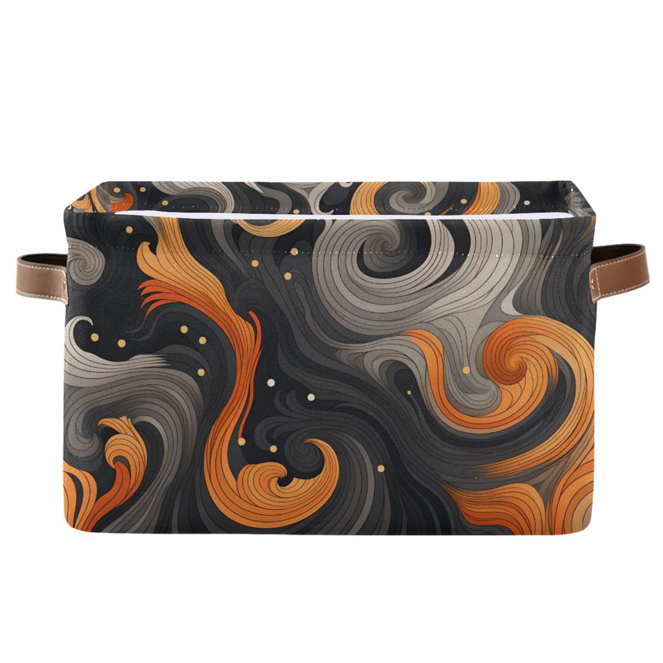 Black and Orange Storage Basket Large Bin Laundry Boxes Toys Foldable ...