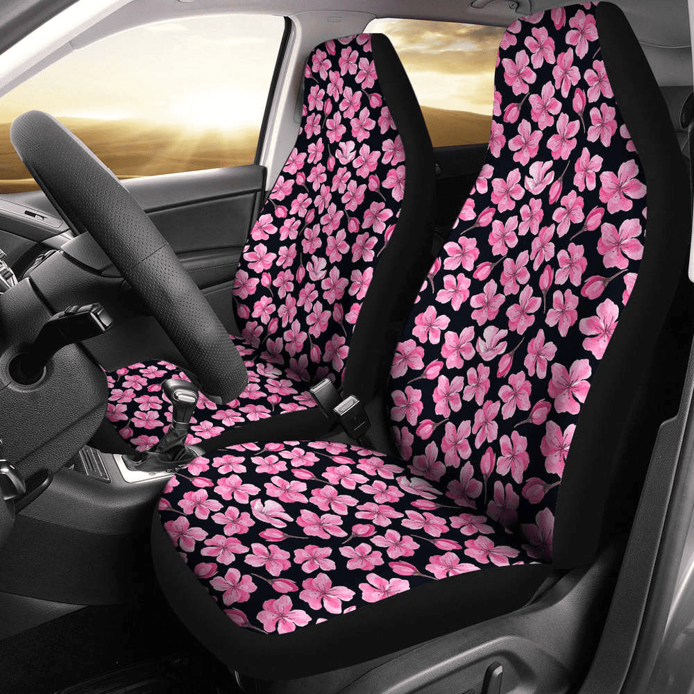 Black and Pink Cherry Blossom Flower Pattern Car Seat Covers To Match ...