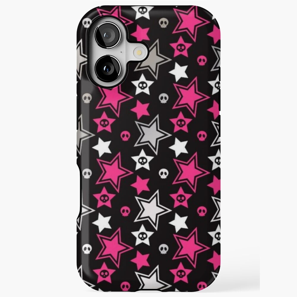 Black and Pink Emo Scene Stars Pattern 2000s Myspace Aesthetic Y2K ...