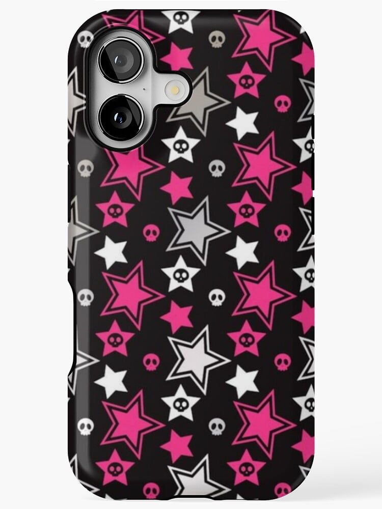 Black and Pink Emo Scene Stars Phone Case for iPhone 17 16 15 14 13 12 ...