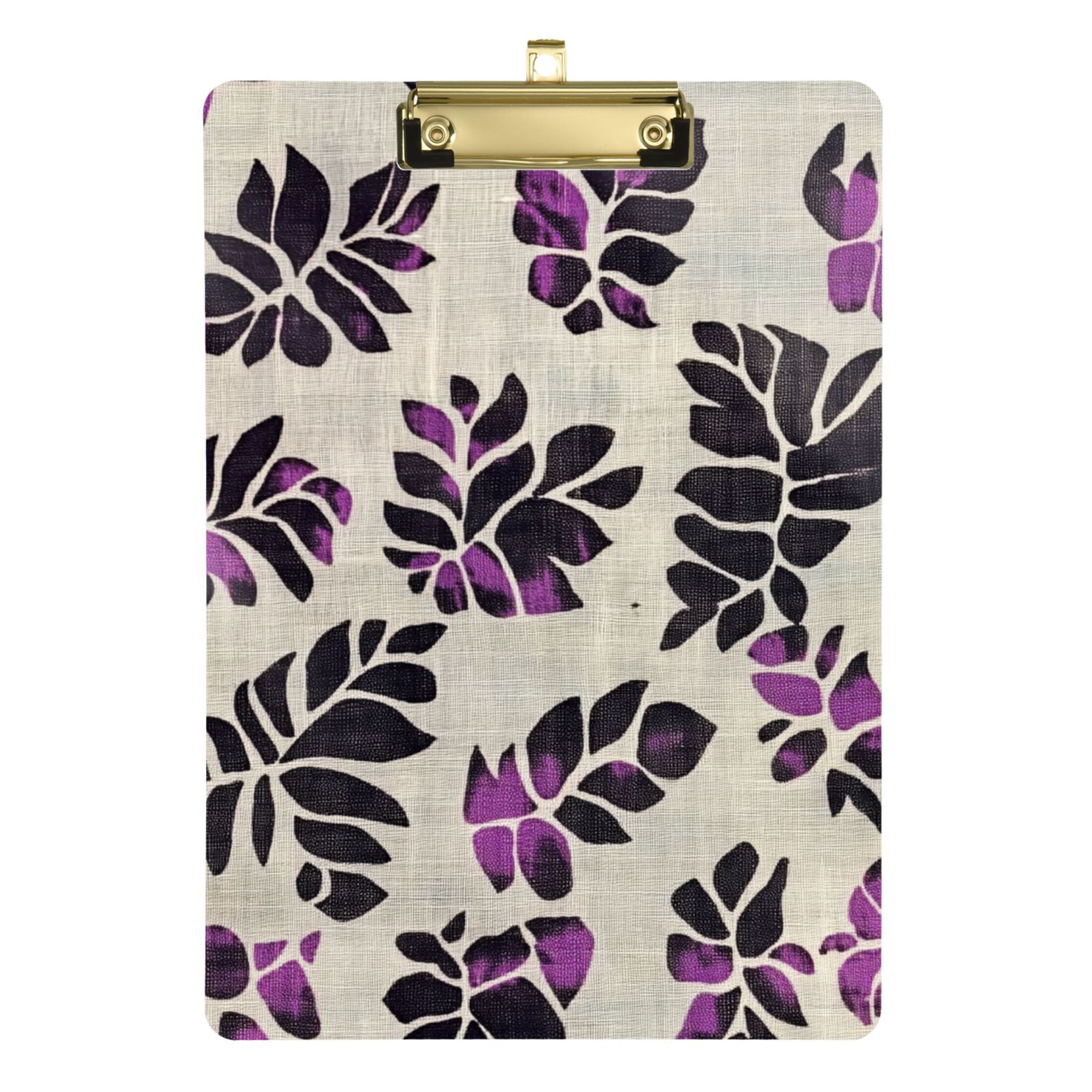 Black and Purple Leaves Acrylic Clipboard with Gold Clip for Classroom ...