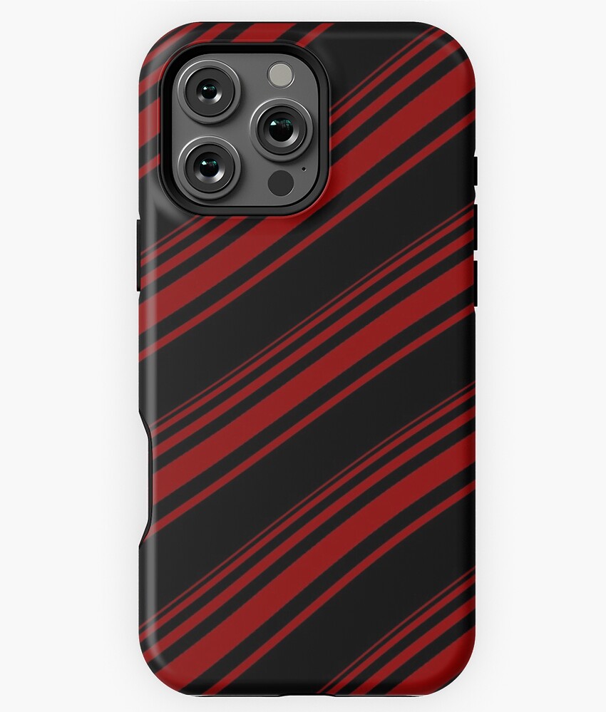 Black and Red Diagonal Stripes Phone Case for iPhone 16 15 14 13 12 11 ...