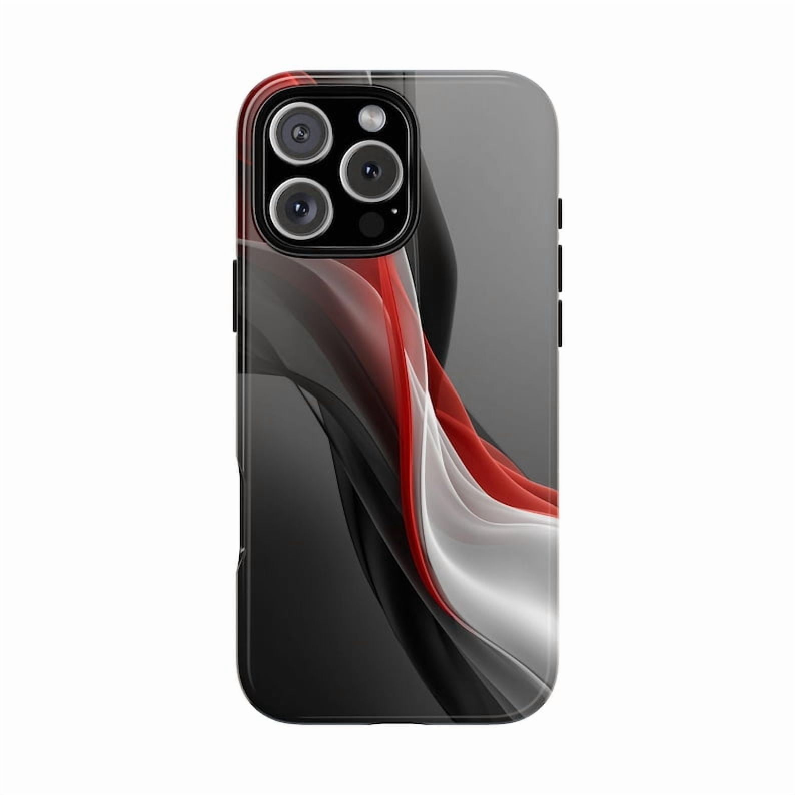 Black and Red Flowing Wave Minimalist Abstract Line Artwork Phone Case ...