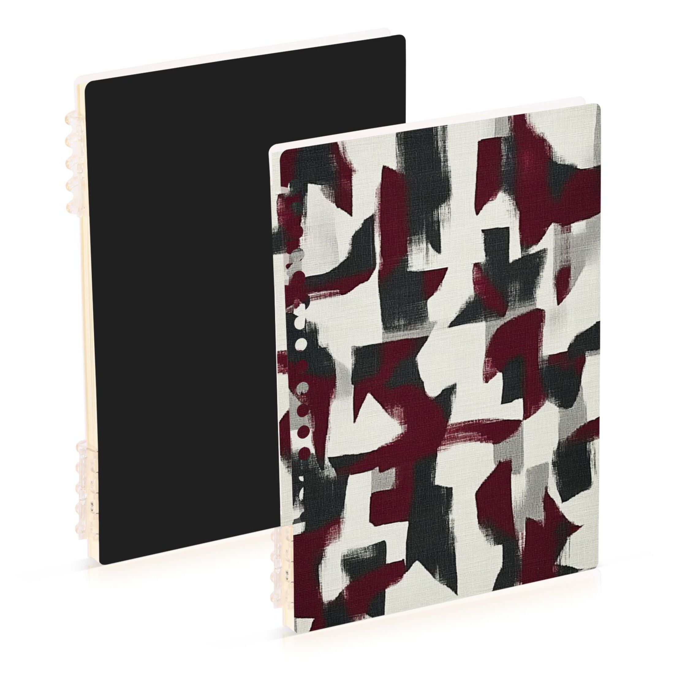 Black and Red Geometry Lined Spiral Journal Notebook 60 Pages A5 ...