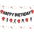Black and Red Glitter "Happy Birthday" Banner with Boxing Gloves, Boxer ...