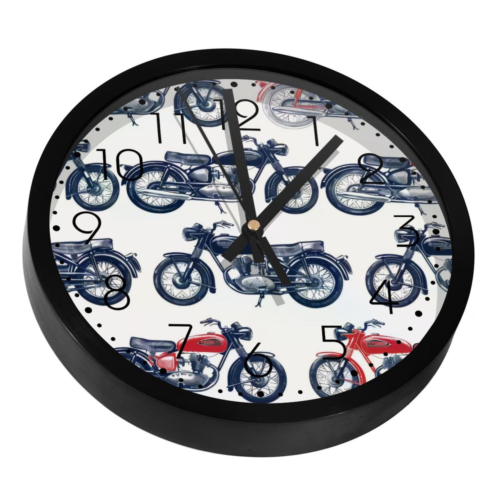 Black and Red Motors Silent Wall Clock, Non Ticking Battery Operated 9. ...
