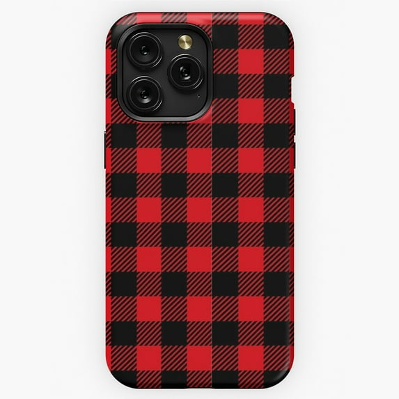 Black and Red Plaid Buffalo Check Pattern iPhone Case 17 through 11 Pro ...