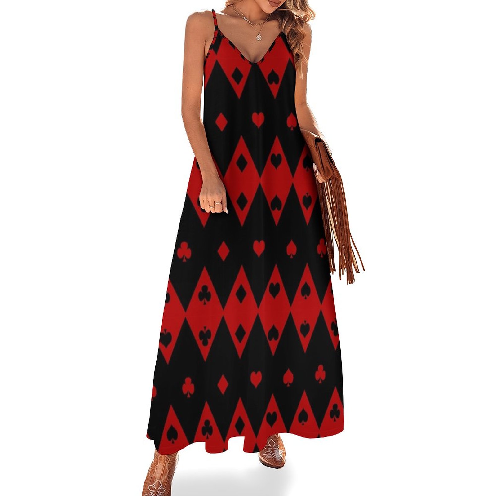 Black and Red Playing Card Shapes Sleeveless Dress wedding dresses for ...