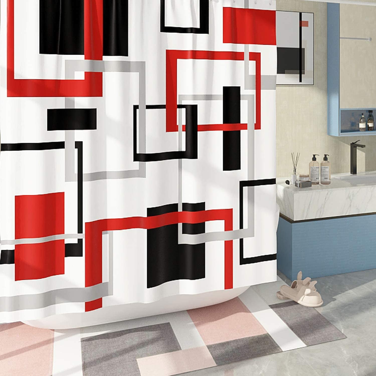 Black and Red Shower Curtains for Bathroom Modern Shower Curtain Red ...