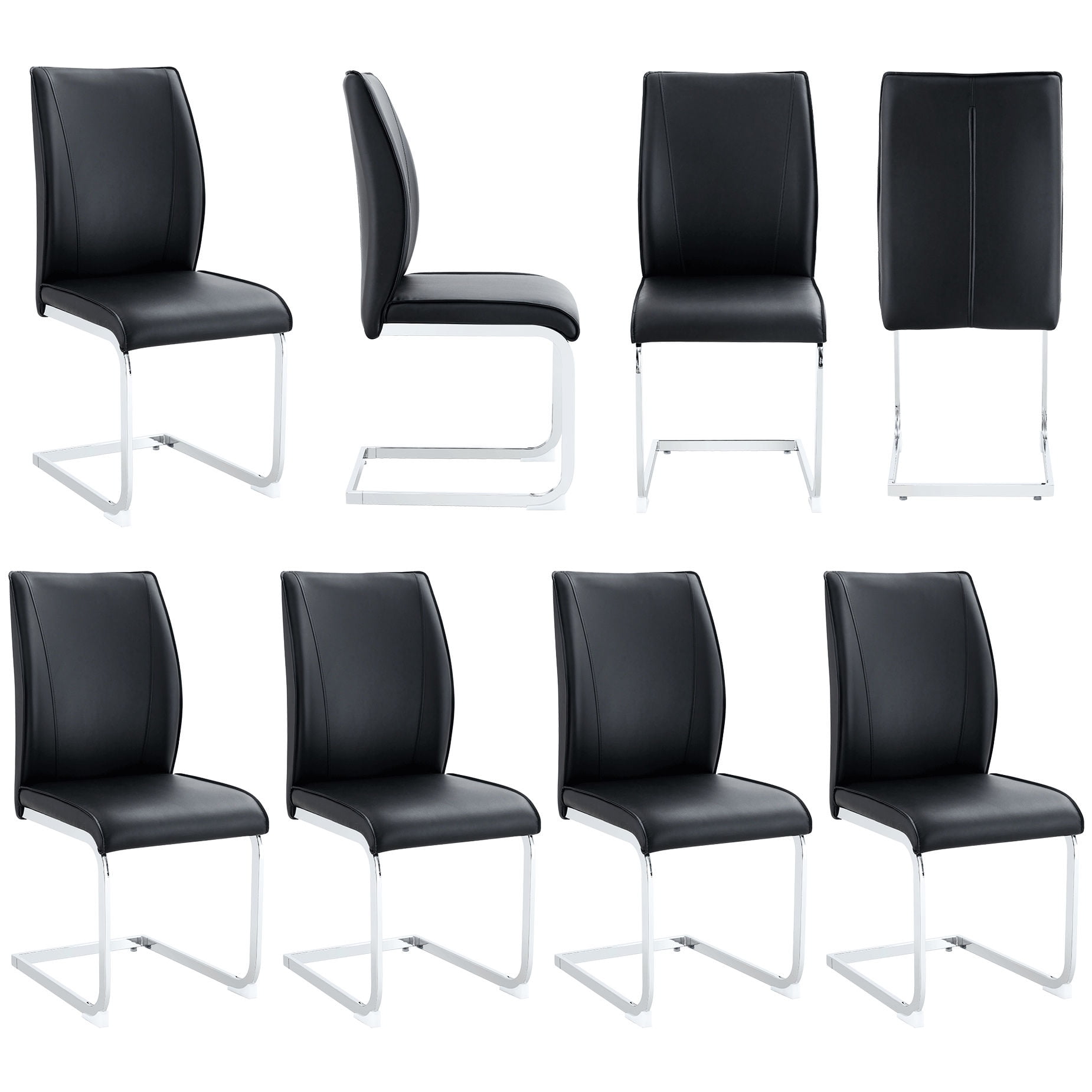 Black and Silver Arch Chairs with Stable Structure for Dining Spaces ...