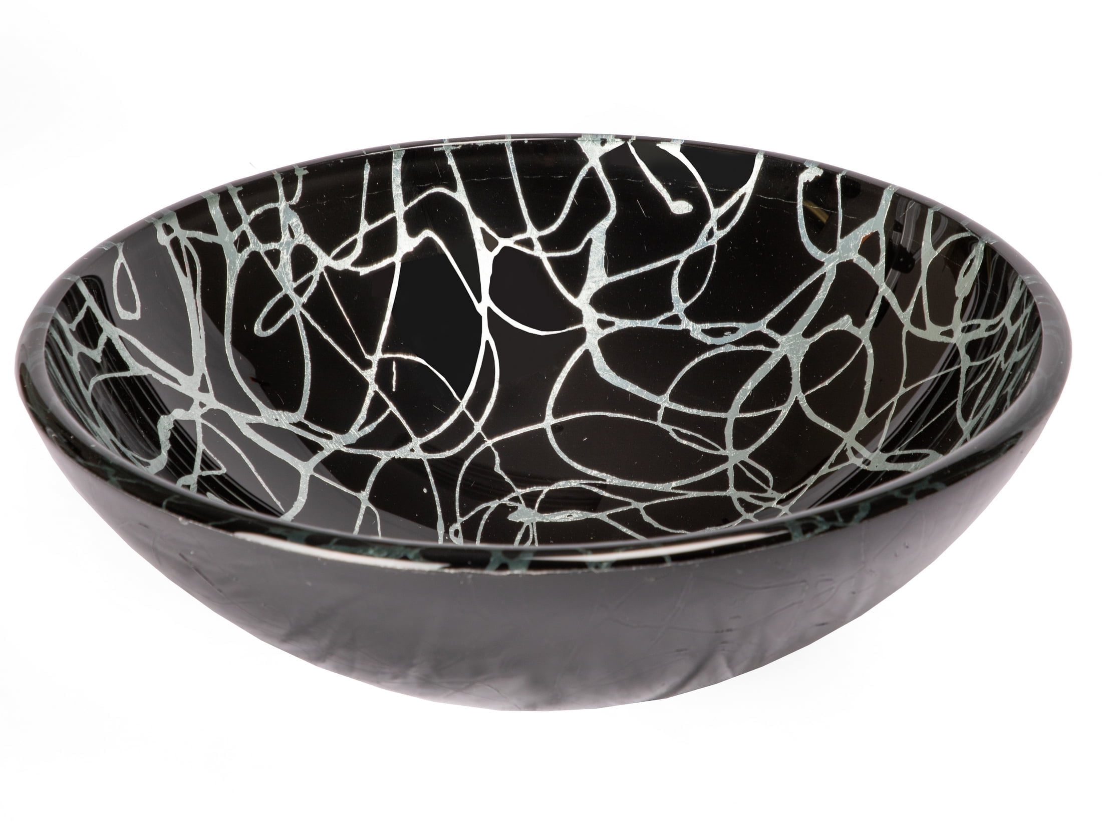 Black and Silver Streamers Round Glass Vessel Sink - Walmart.com