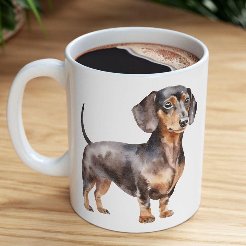 Black and Tan DachS1Hund Mug, w1iener Dog Watercolor Coffee Cup Gift ...