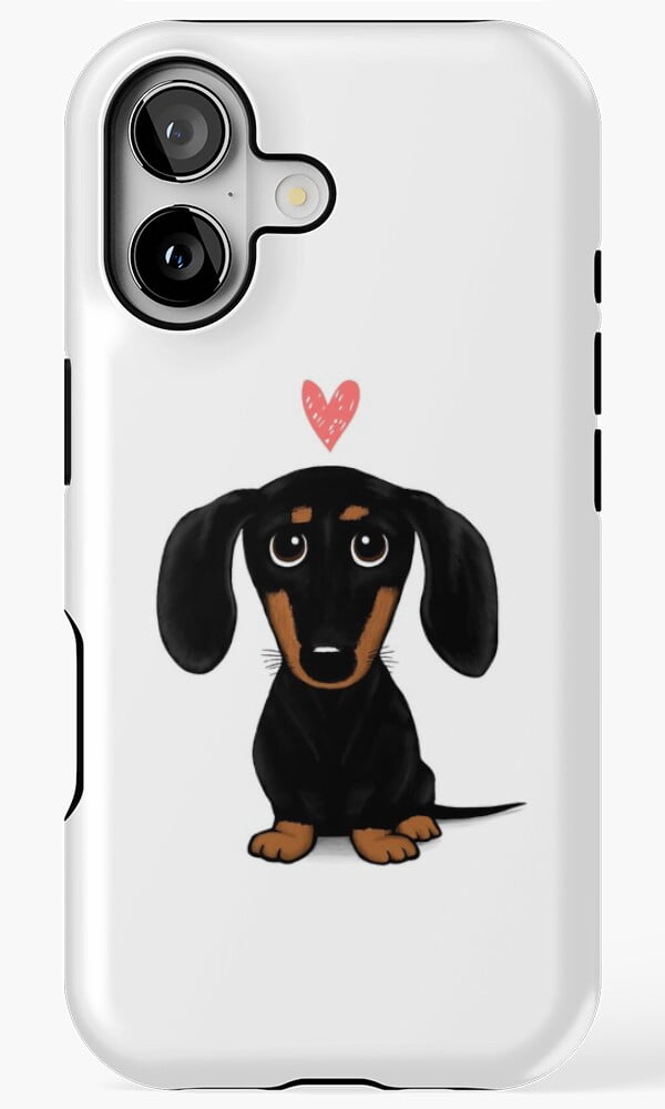 Black and Tan Dachshund Heart Cute Dog Art Phone Case for iPhone 17 16 ...