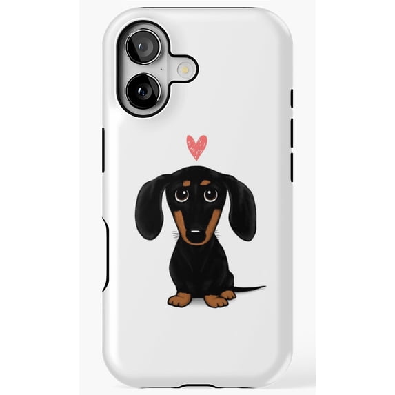 Black and Tan Dachshund Heart Cute Dog Art Phone Case for iPhone 17 16 ...