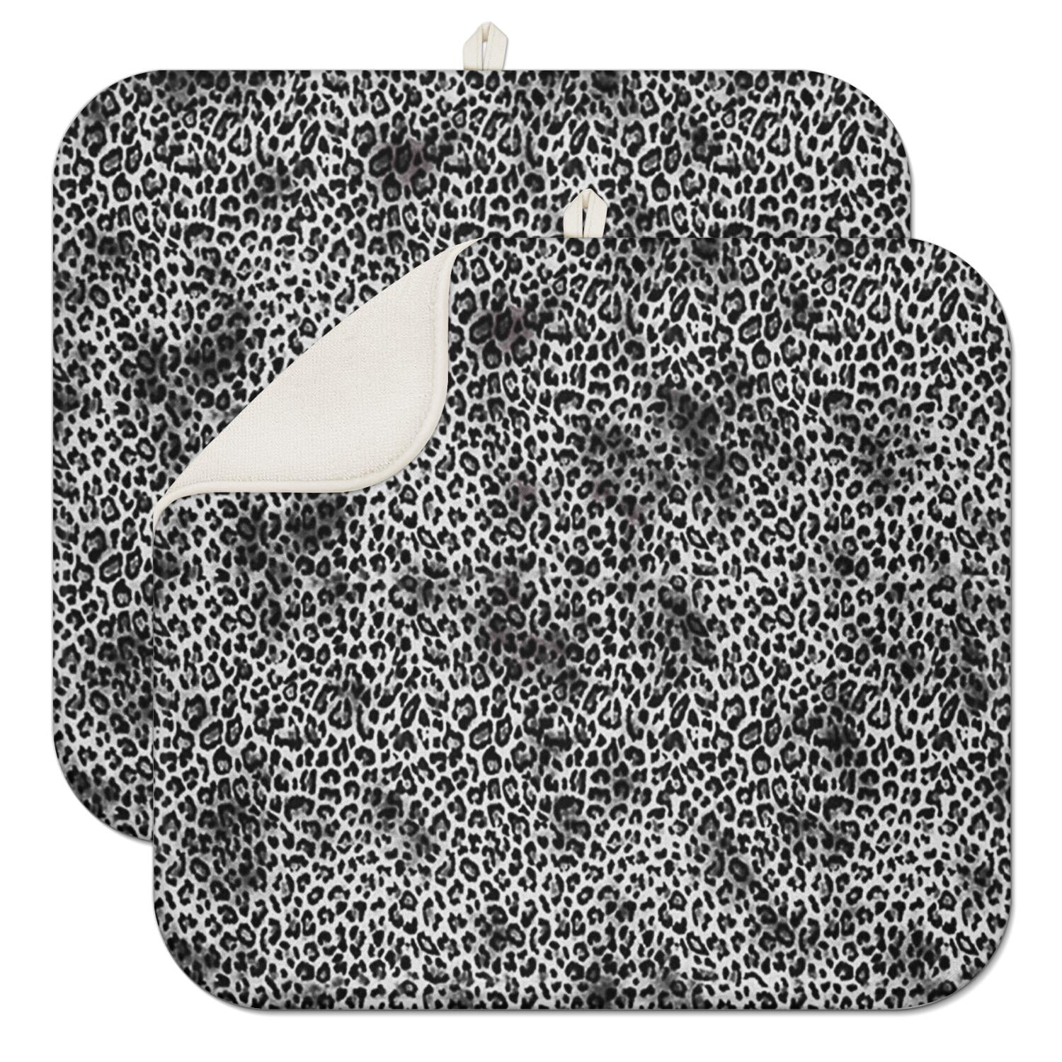 Black and Tan Leopard Print Dish Drying Mat for Kitchen 1 Pack, Ultra ...