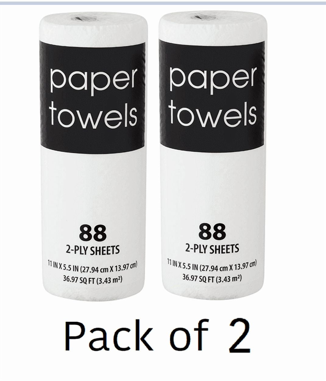 Black and White, 2-Ply Paper Towels, 88 Sheets,pack of 2. - Walmart.com