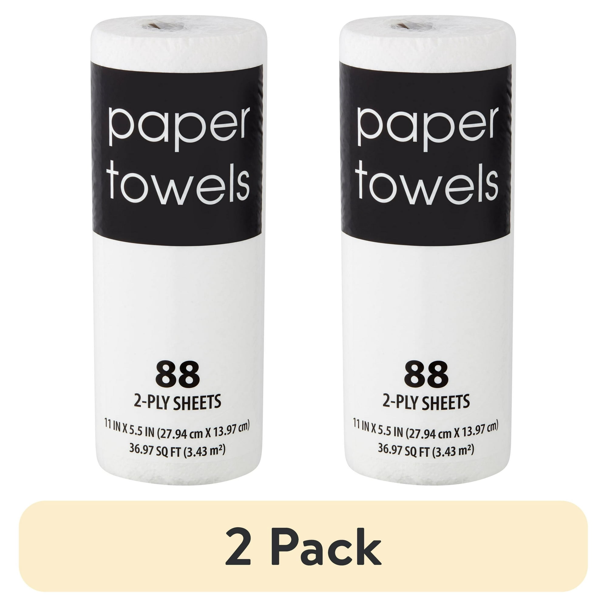 (2 pack) Black and White, 2-Ply Paper Towels, 88 Sheets - Walmart.com