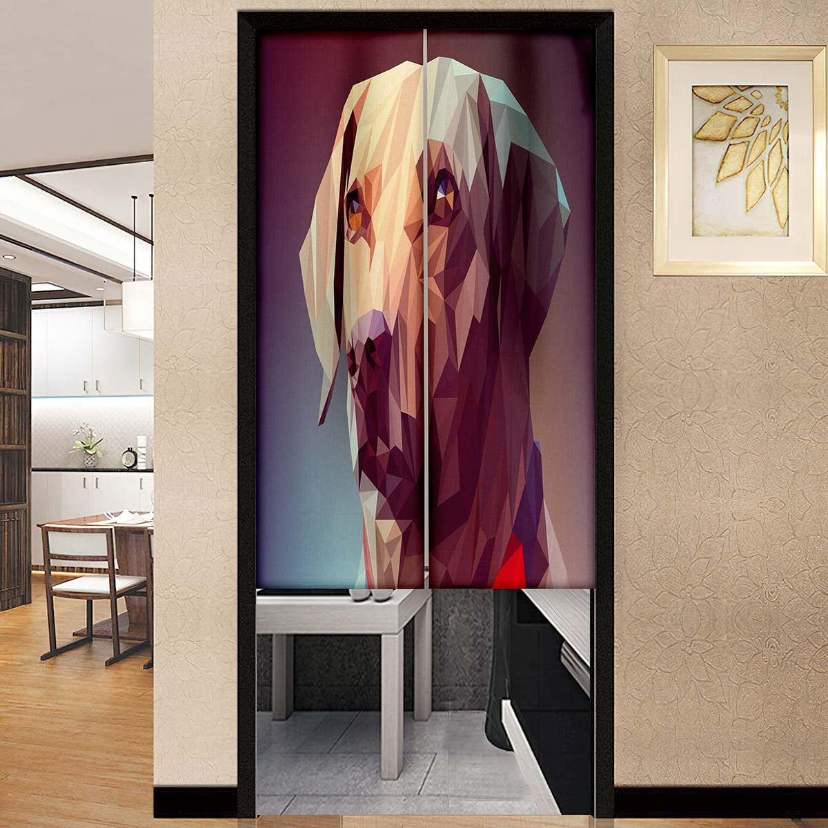 Black and White 3D Abstract Geometric Door Curtain Bedroom Kitchen ...