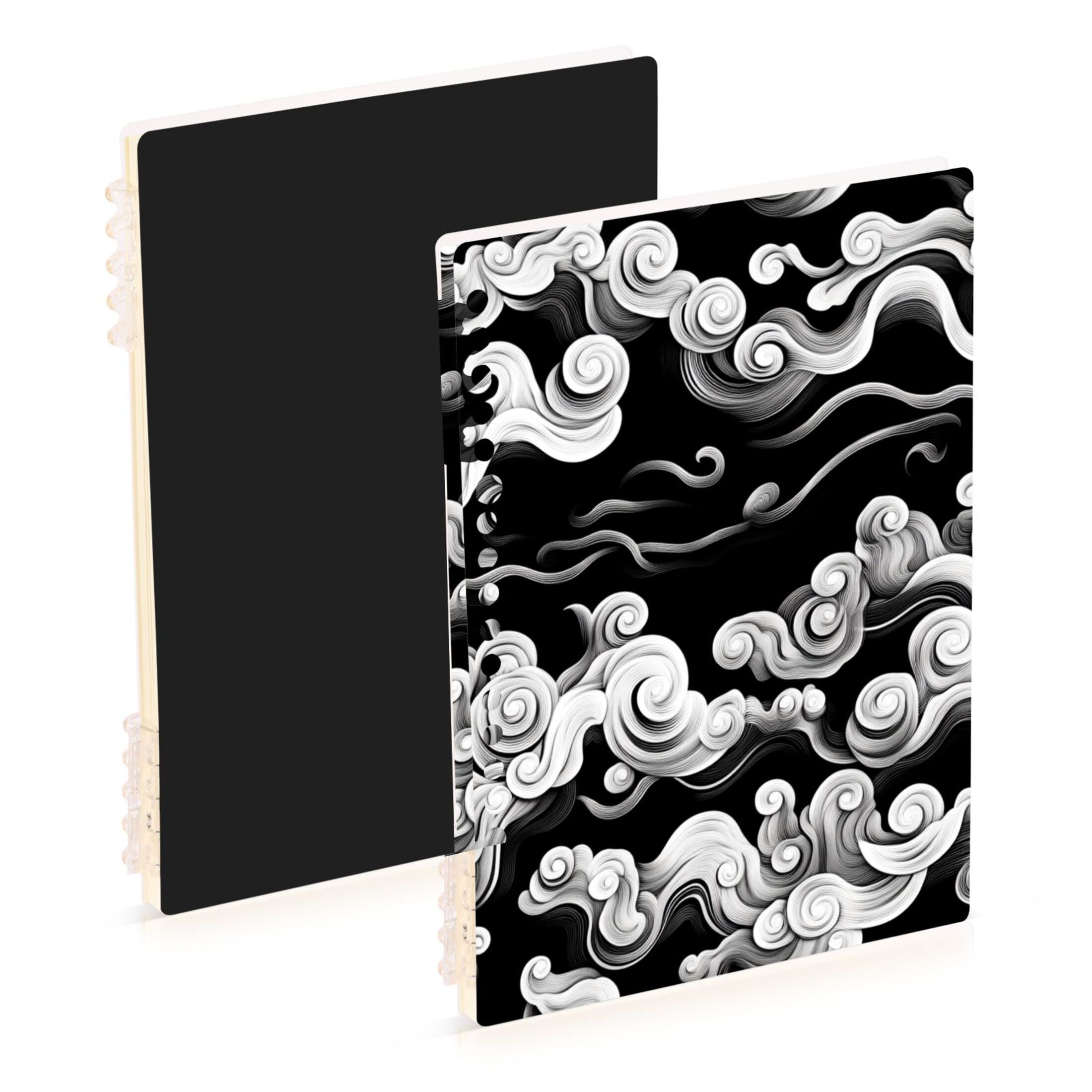 Black and White Abstract Clouds Lined Spiral Journal Notebook 60 Pages ...