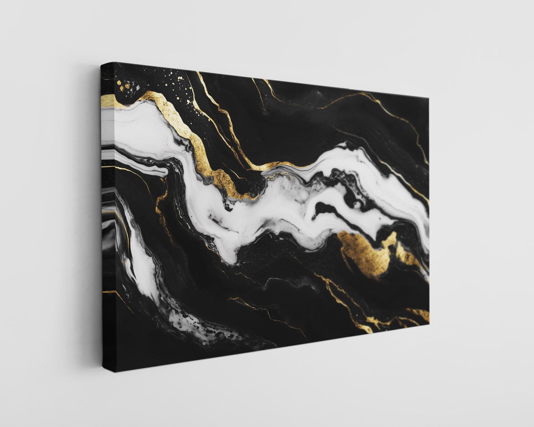 Black and White Abstract Marble Canvas Wall Art - High-Quality Organic ...