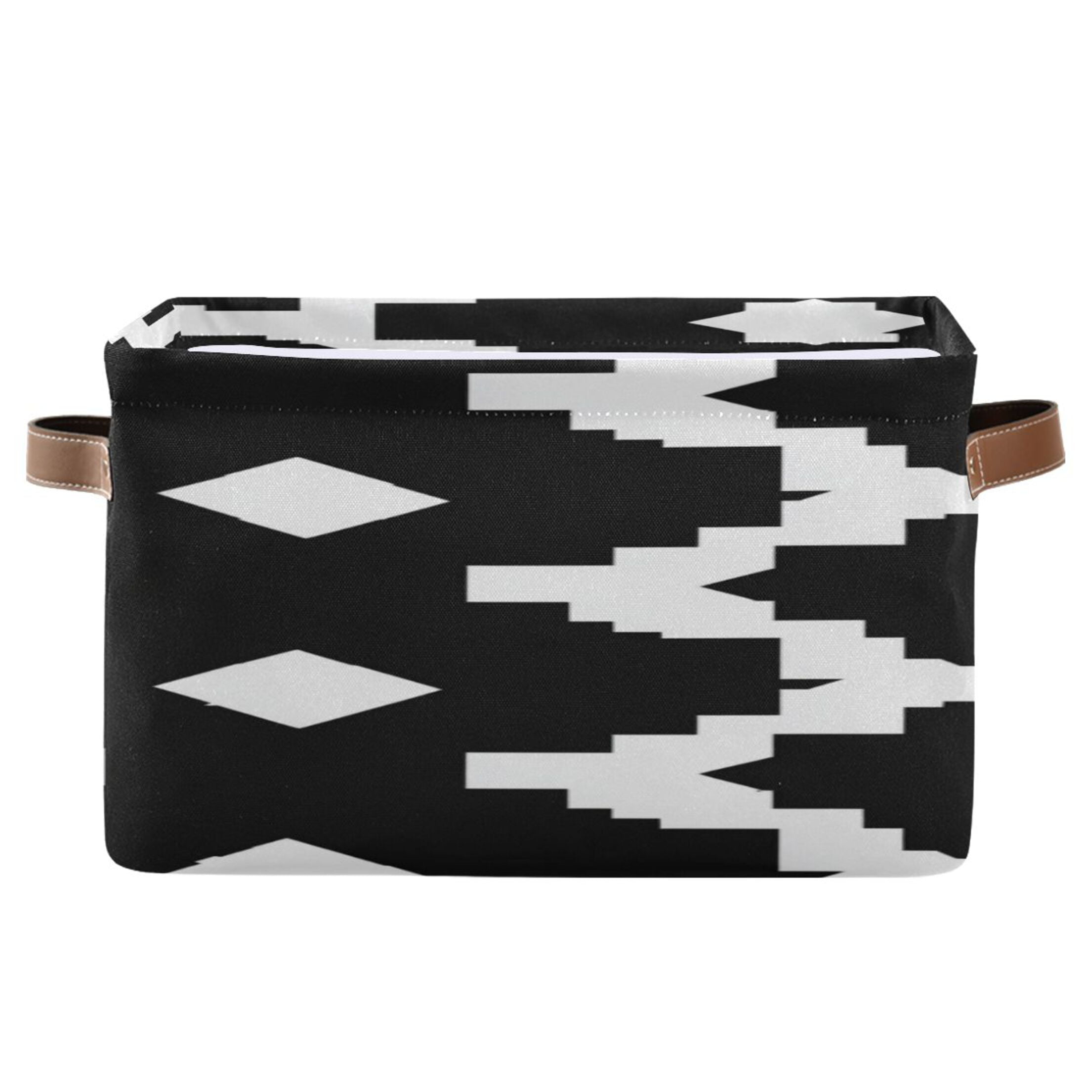 Black and White Abstract Pattern Square Storage Bins with Handles ...