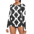Black and White Abstract Pattern Women's Rash Guard Shirts UPF 50+ Sun ...