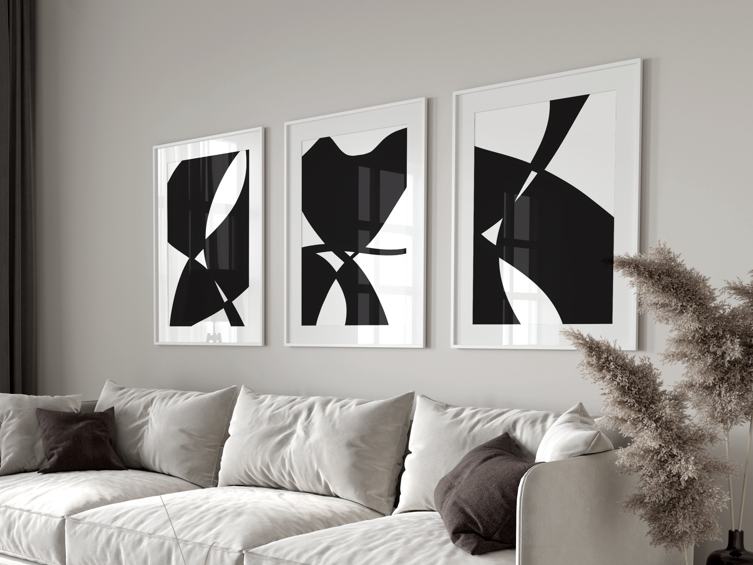 Black and White Abstract Wall Art Prints Modern Minimalist Wall Art ...
