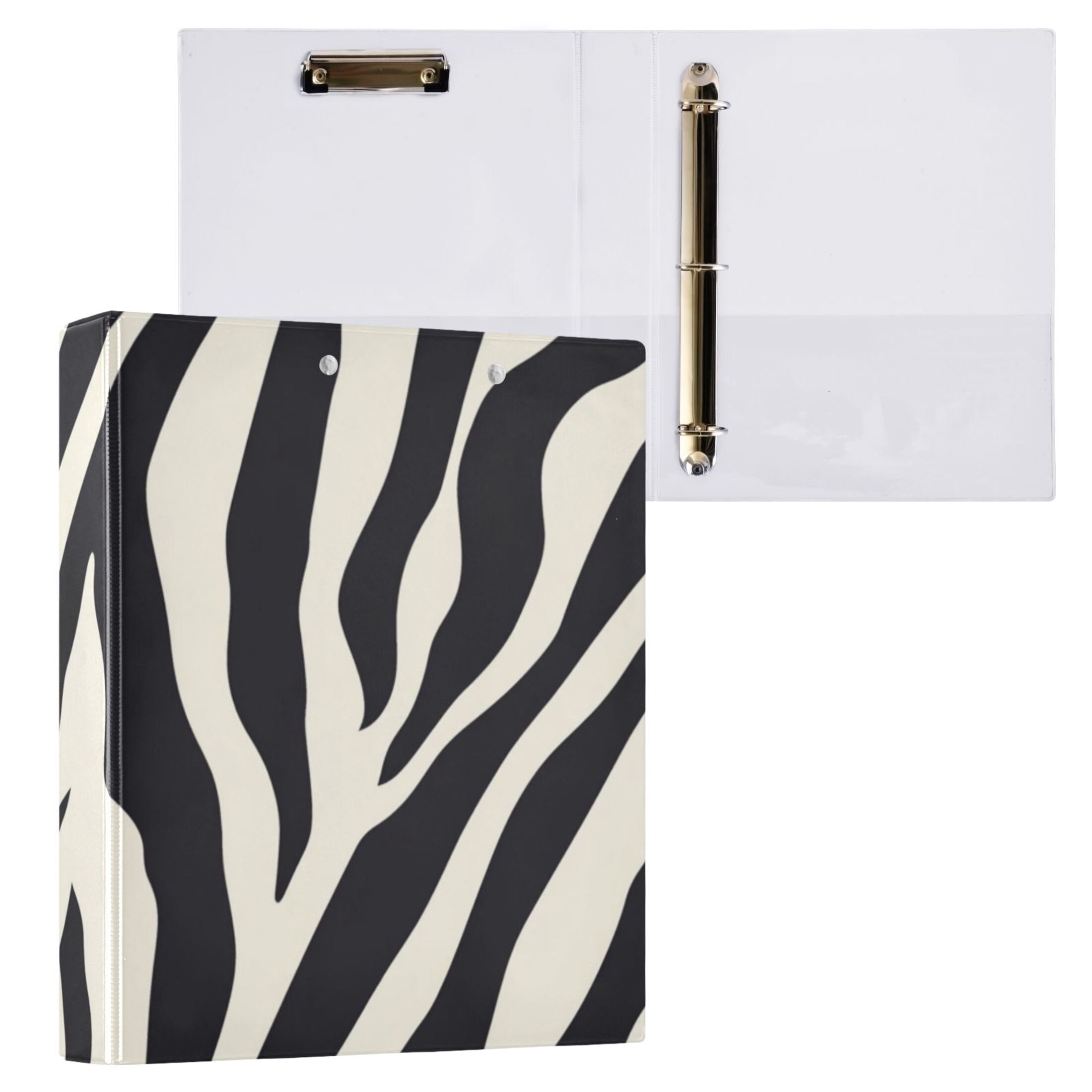 Black and White Abstract Zebras Pattern Round Ring Binder 3 Rings 1.5 ...