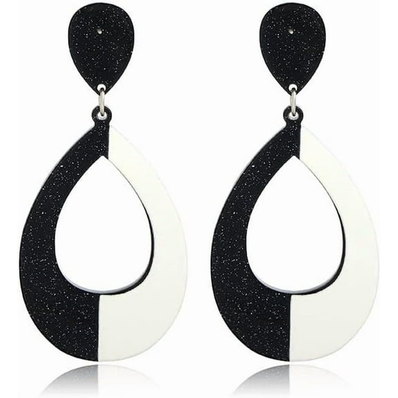 Black Boho Long Drop Dangle Geometric Round Earrings for Women[s459 ...