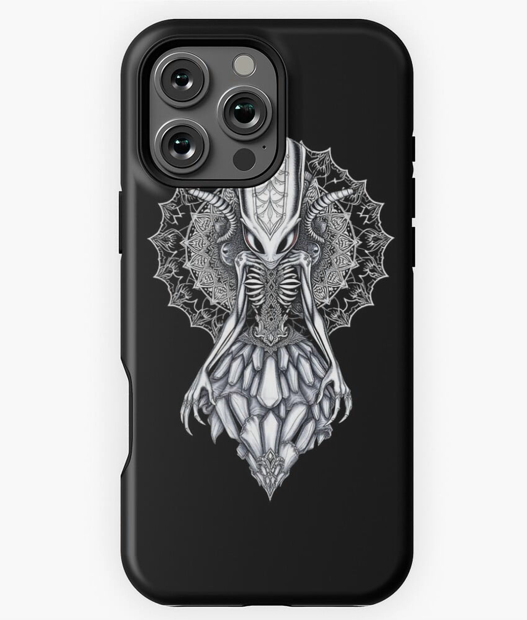 Black and White Alien Sci-Fi Art M0959 Phone Case for iPhone 17 16 15 ...