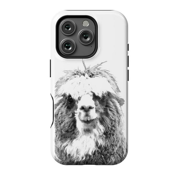 Black and White Alpaca Farm Animal Illustration Phone Case 11 12 13 14 ...